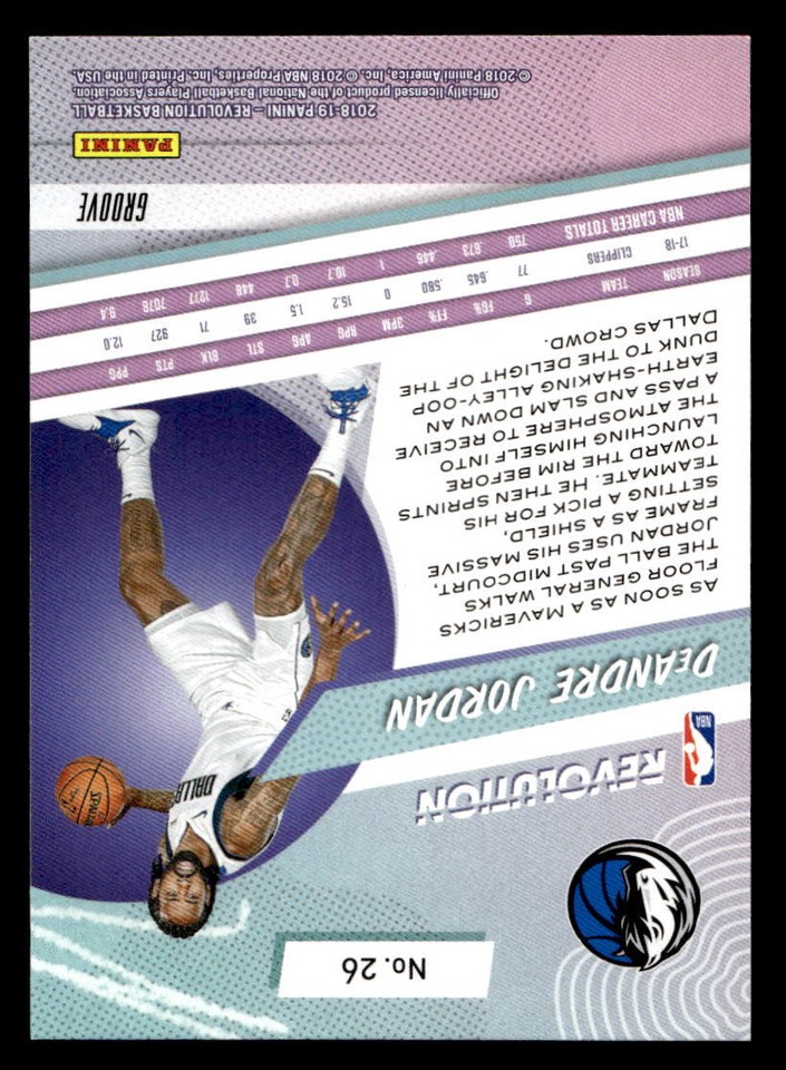 2018 Panini Revolution DeAndre Jordan #26 Dallas Mavericks Basketball ...