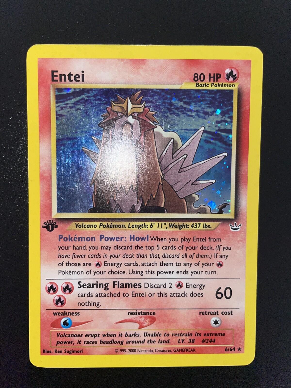 Entei Holo 1ed First Edition Pokemon Neo Revelation NR6 Excellent Rare ...