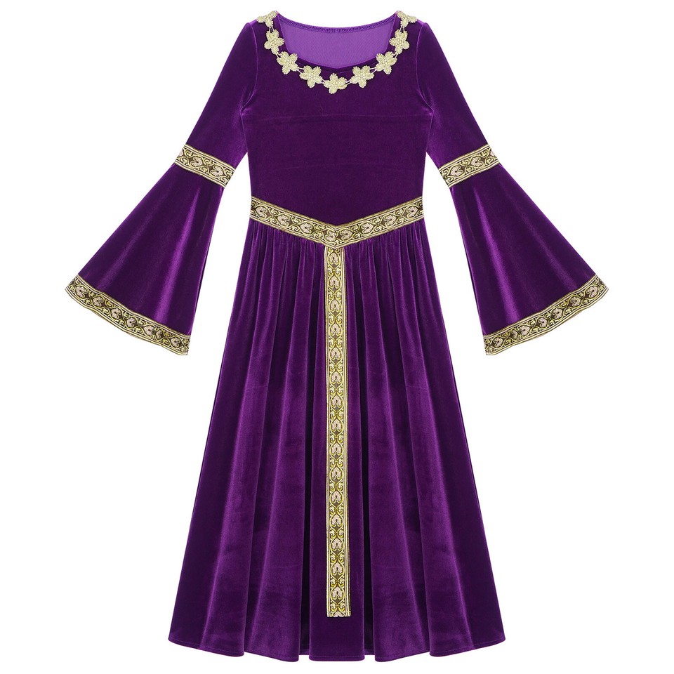 Kids Girls Costume Stage Robe Holiday Dresses Fairy Dress Up High Waist ...