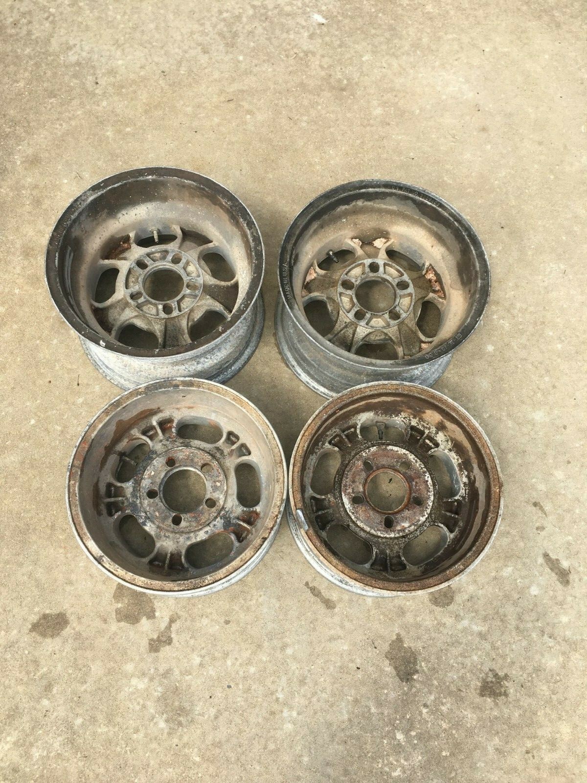 1970’s Aluminum Slot Mags Rims Wheels 15” Rears 14” Fronts Set of Four ...