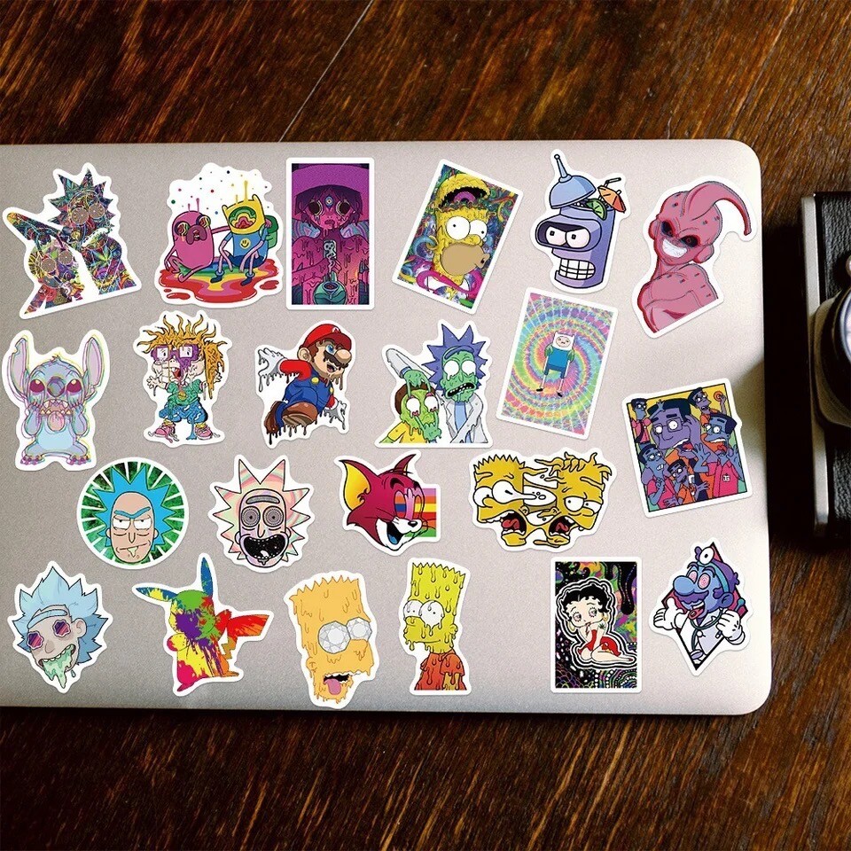 Retro Cartoon Style Stickers 50pc Mix Trippy Characters Retro Fun FREE ...