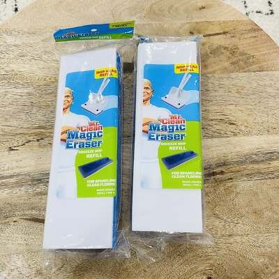 Mr Clean Magic Eraser Mop Refill Lot Of 2 NOS Universal Squeeze Mop ...
