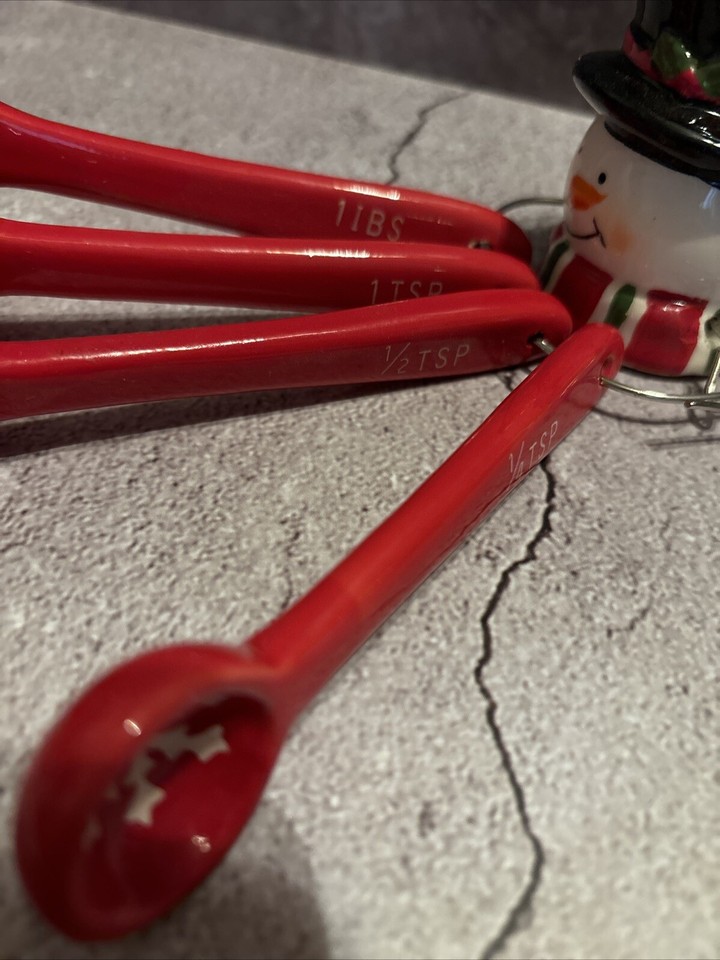 Snowman Ceramic Measuring Cup And Measuring Spoon Sets Preowned | eBay