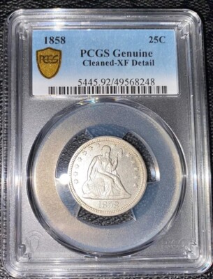 1858 Seated Quarter PCGS Cleaned-XF Detail | eBay