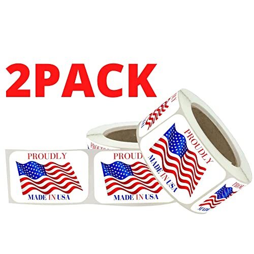 1000 Pcs Made In USA American Flag Stickers Vinyl Decal Sticker Roll ...
