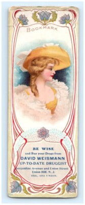Antique Bookmark Advertisment David Weismann Druggist Pharmacist Union ...