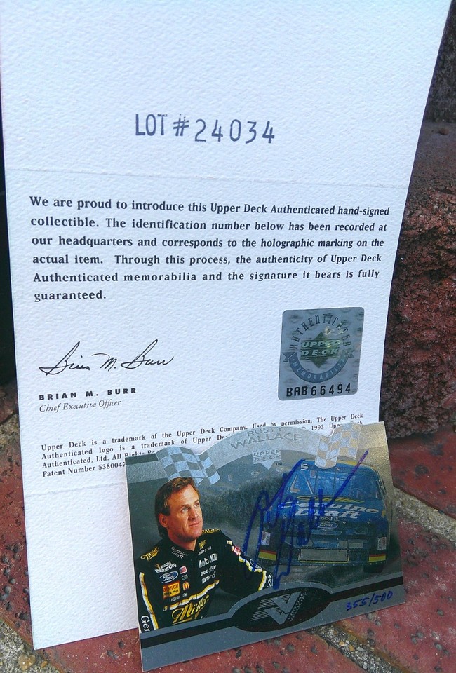 RUSTY WALLACE Authentic Autograph 355/500 - 1995 UPPER DECK / Virtual ...