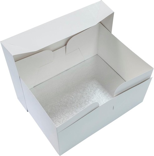 Culpitt 12'' X 9'' Cake Board & White Cake Box Combo, Oblong Silver ...