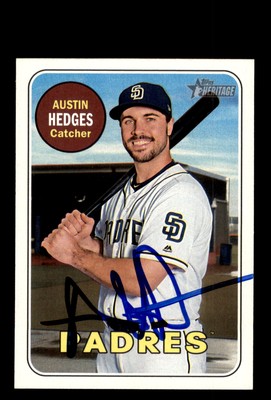 Signed Baseball Card Auto Austin Hedges 2018 Topps Heritage #374 Padres ...