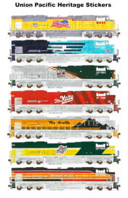 Union Pacific Heritage Locomotives 7 individual Stickers Andy Fletcher ...