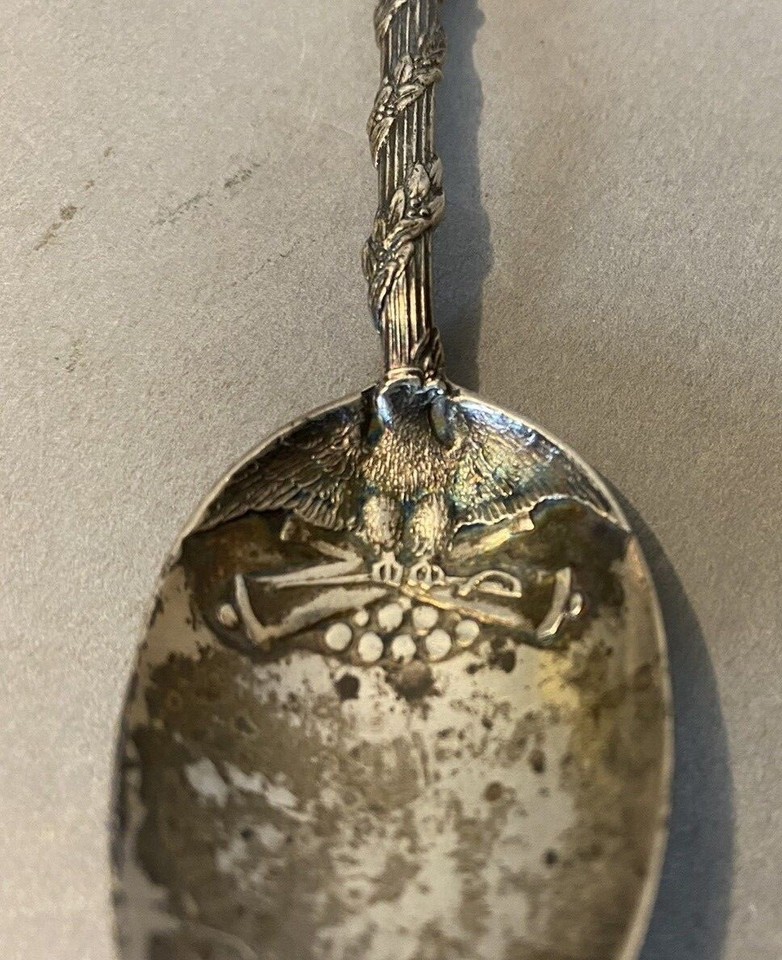 Antique Sterling Silver Patriotic Souvenir Spoon with Soldier & Eagle ...