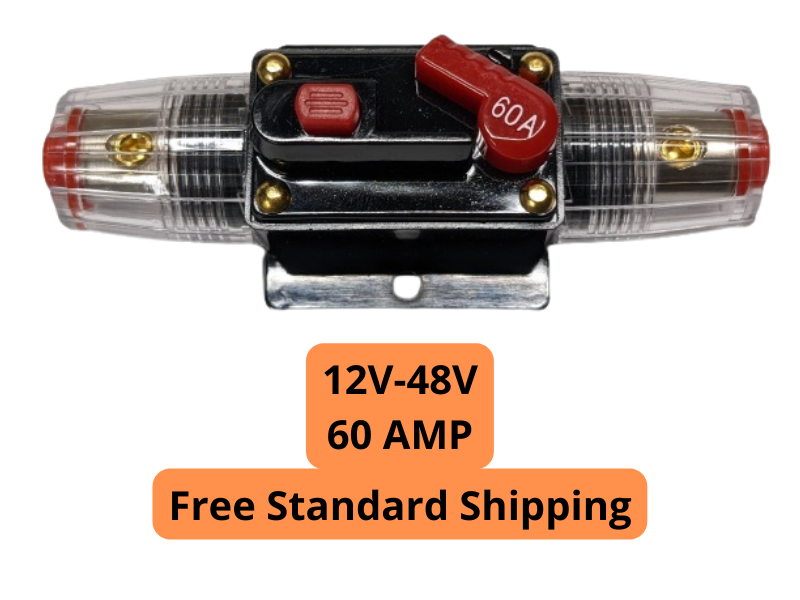 60 Amp Inline Waterproof Circuit Breaker Auto/Marine/Solar Manual Reset ...