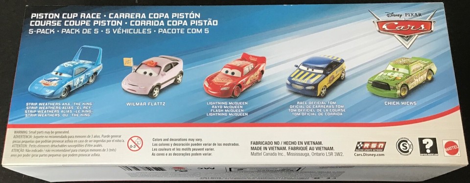 Mattel Disney Pixar Cars Piston Cup 5-Pack King, Wilmar, Mcqueen, Tom ...