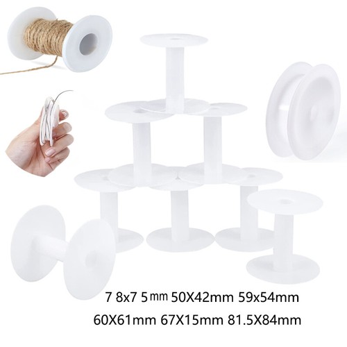 New White Plastic Blank / Empty Plastic Spools Reels Wire Elastic Cord ...