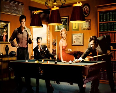 Elvis, James Dean & Marilyn Monroe Playing Pool 8 x 10 Print Photograph ...