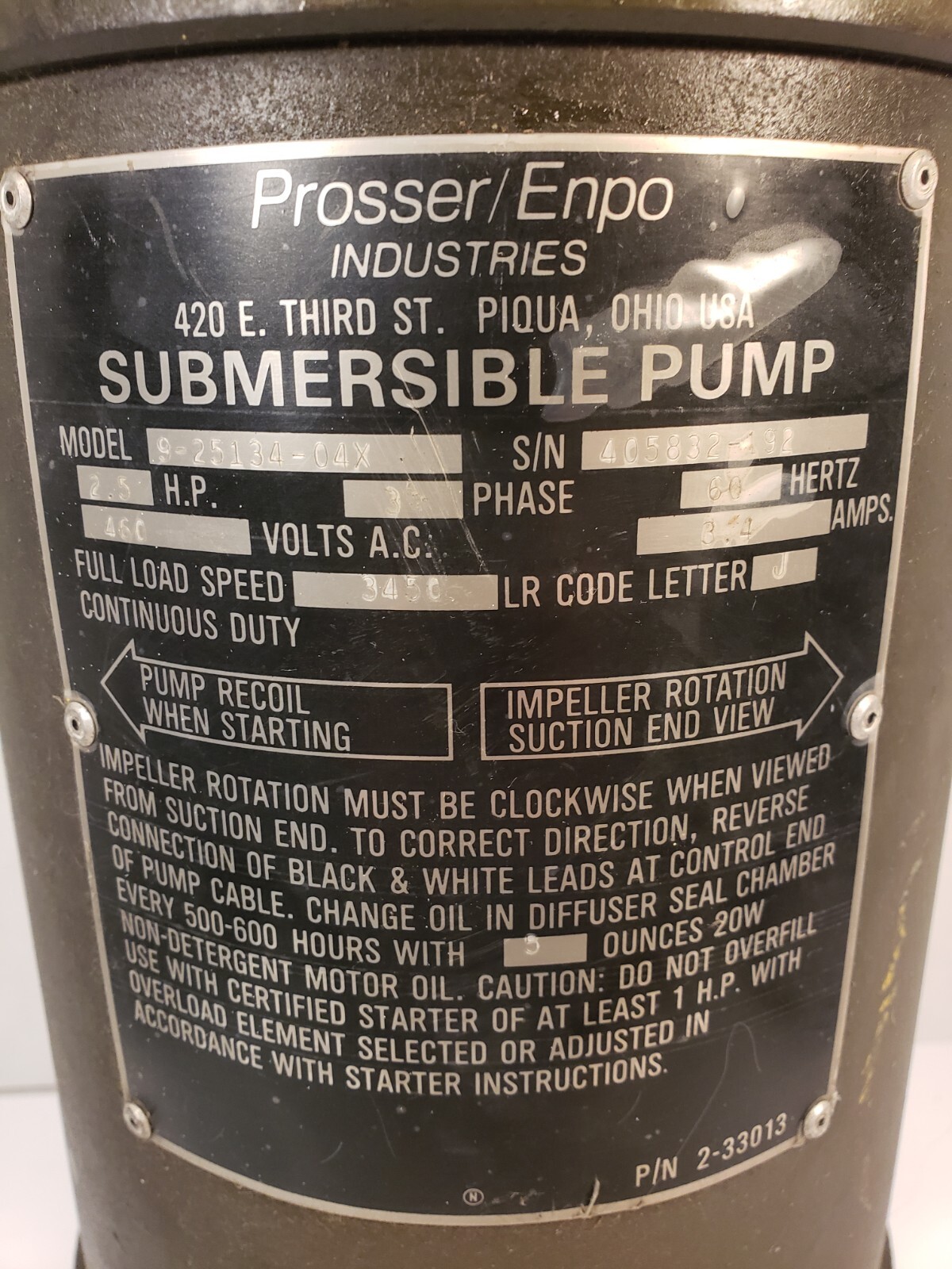 Prosser / Enpo 9-25134-04X Submersible Pump | eBay