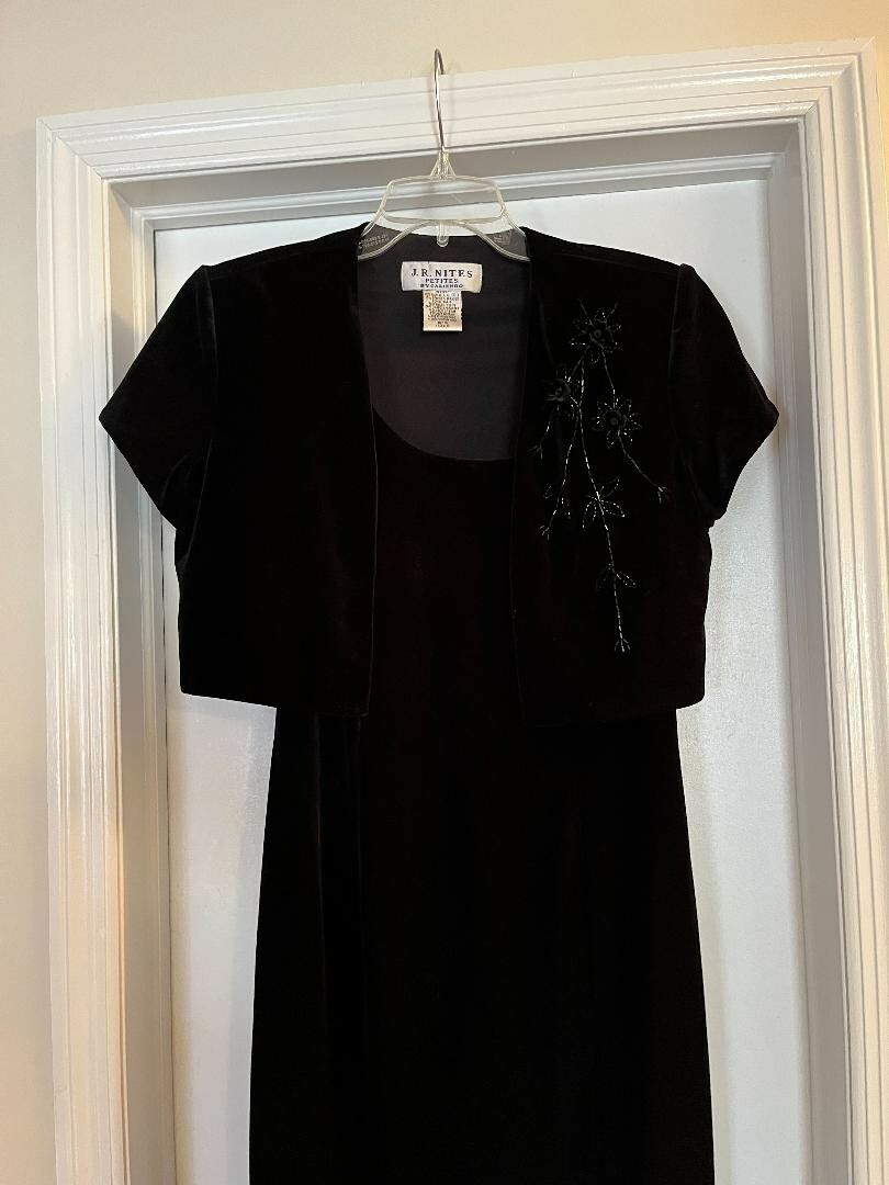 Women's Sleek Velvet Cocktail dress with Bolo Jacket … - Gem