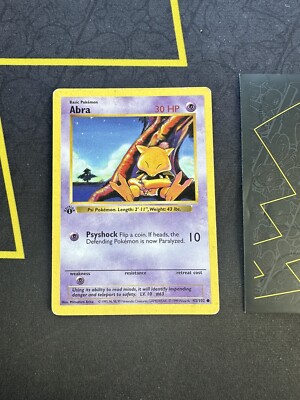 Pokemon Card 1st Edition Abra 43/102 Base Set Shadowless 041🔥LP MP +🔥 ...