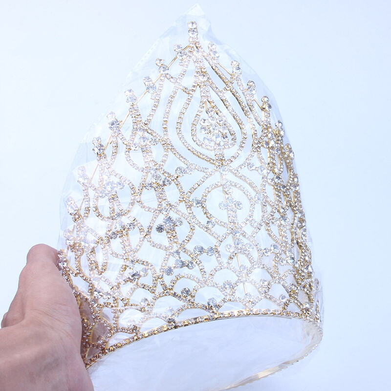 21cm Tall Crystal Huge Tiara Crown Wedding Bridal Queen Princess Prom ...