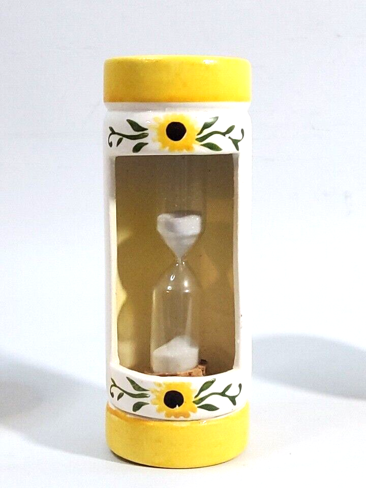 VINTAGE CERAMIC SAND TIMER & 3 Cups WITH FLOWERS Cracks Chips | eBay