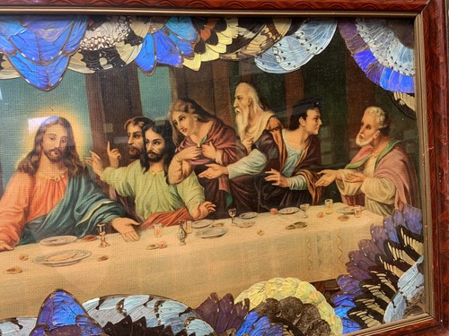hei8126 Framed Vintage Print of the Last Supper with Butterfly Wing ...