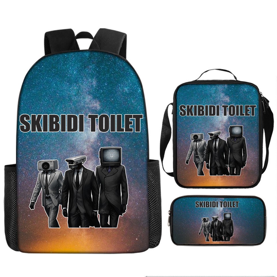 Skibidi &Toilet Kids Schoolbag Shoulder Backpack Crossbody Pencil Bag ...