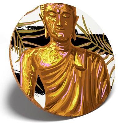 1 x Cool Gold Buddha Statue - Round Coaster Kitchen Student Kids Gift ...