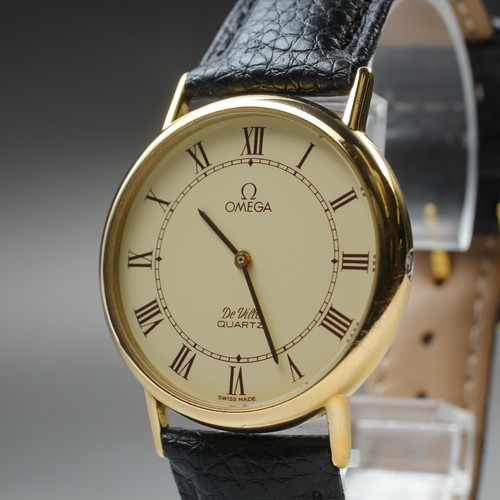 New battery [N MINT] Vintage OMEGA De Ville Cal.1351 Roman Men's Qz ...