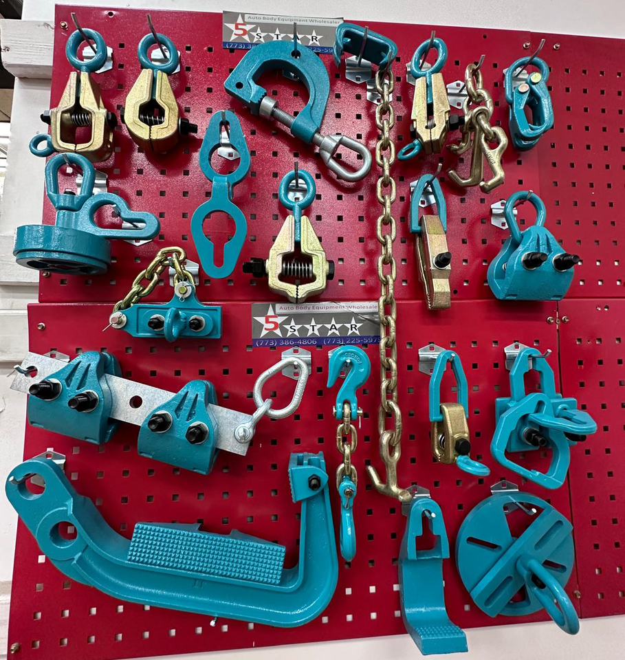 22 PIECE AUTO BODY FRAME MACHINE PULLING TOOLS & CLAMPS VALUE SET | eBay