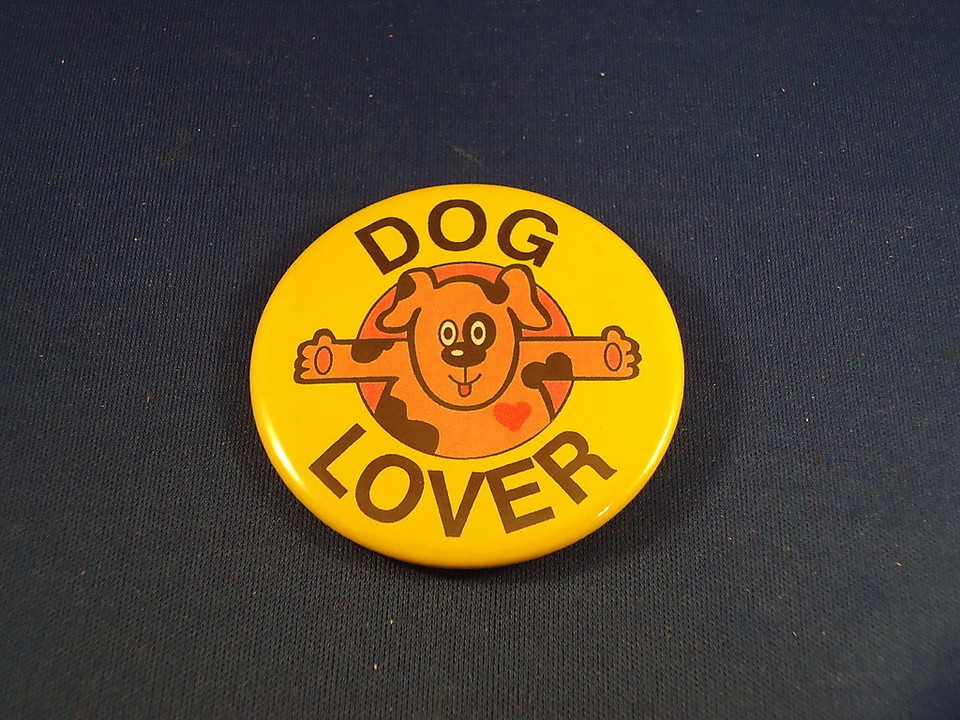 Lot of 5 BUTTONS "DOG LOVER" pins pinbacks 2 1/4" badges awards FLEA ...
