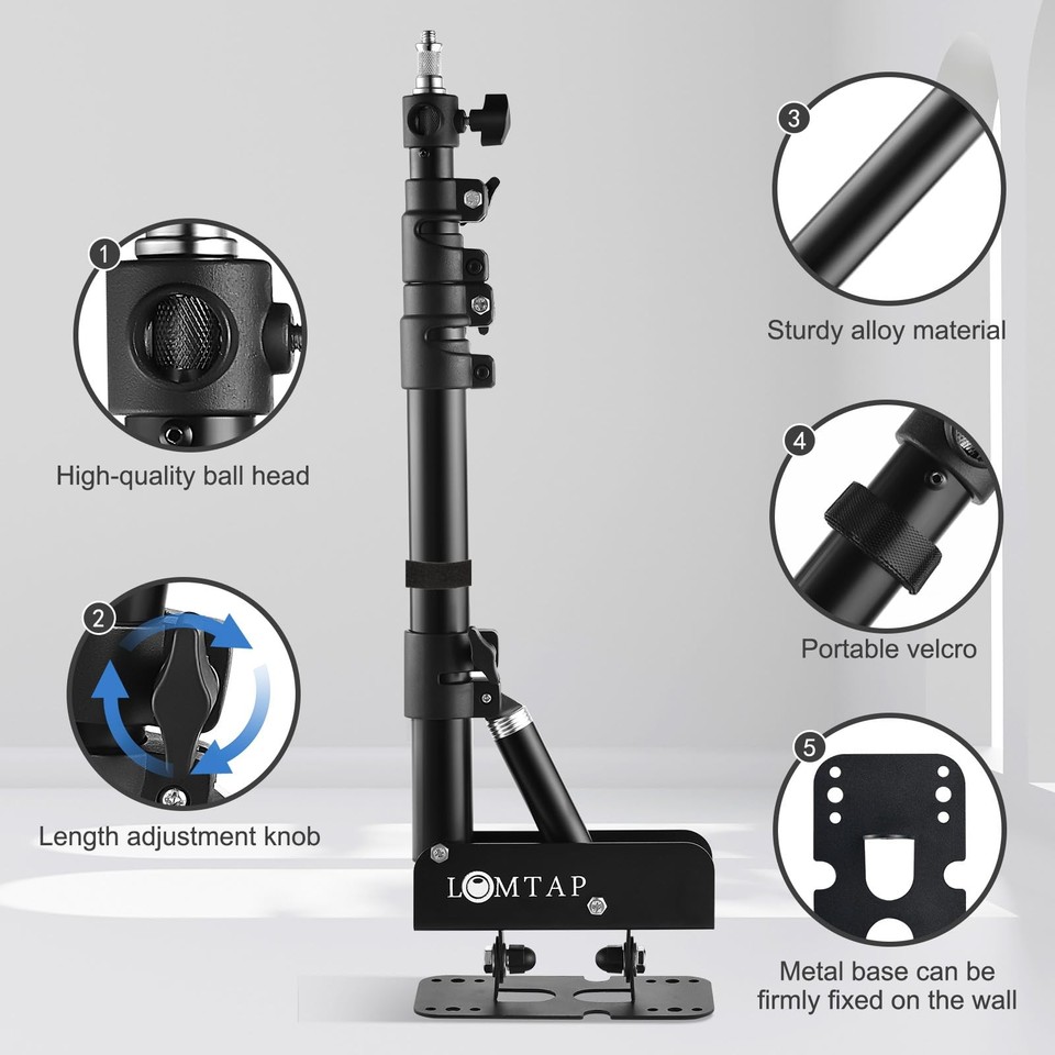 Ring Light Wall Mount Adjustable 45.7" Boom Arm Stand for Photography ...