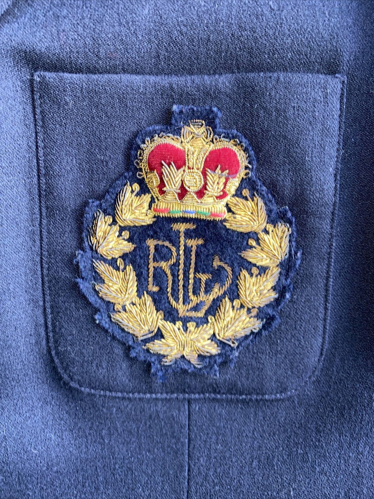 Vintage Ralph Lauren Navy Wool 3D Crest Blazer Jacket… - Gem