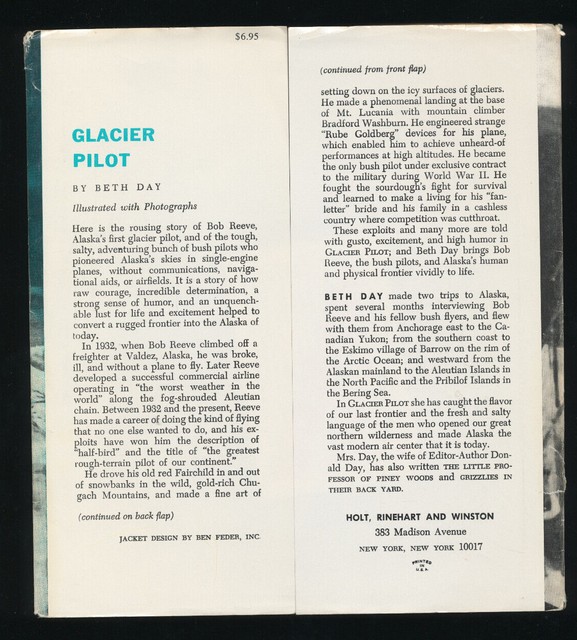Glacier Pilot by Beth Day HCDJ 1974 Signed Bob Reeve Alaska Illustrated ...