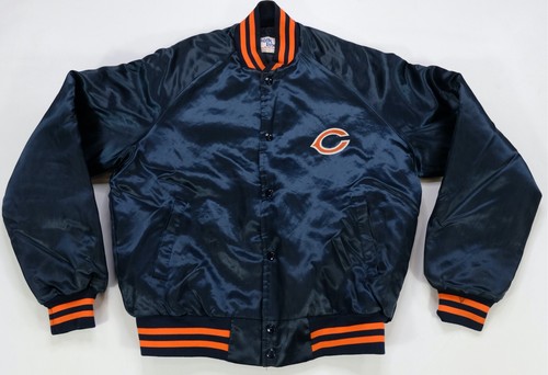 Rare VTG CHALK LINE Chicago Bears NFL Football Satin Jacket 80s Navy ...