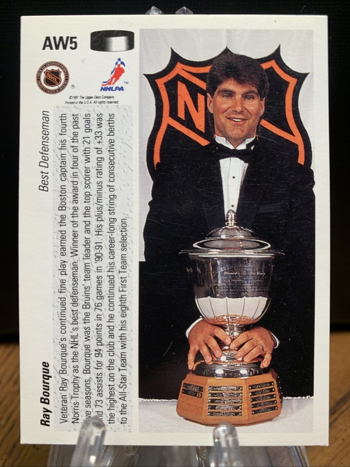 1991-92 Upper Deck Morris Trophy Winner RAY BOURQUE #AW5 | eBay