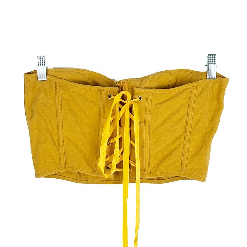 Bussaba Corset Women’s Large Gold Yellow Ribbon Tie Back Adjustable ...