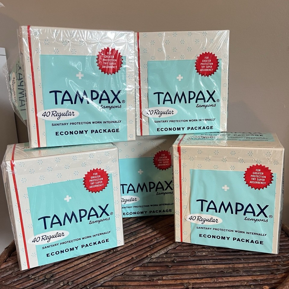 Lot Of 6 Vintage 60s TAMPAX Tampon Box 40 Count Cellophane Film Stage ...