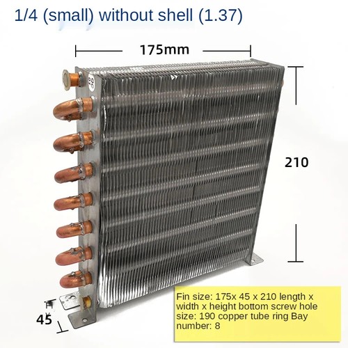 Water-cooled Finned Condenser No Shell Copper Tube Radiator Fins ...