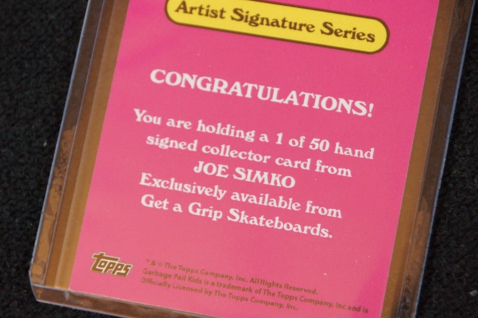 Rare Joe Simko 2024 GARBAGE PAIL KIDS/GET a GRIP Adam Bomb Artist AUTO ...