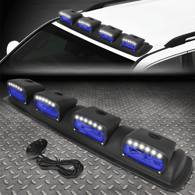 UNIVERSAL 4X4 OFF-ROAD BLACK FRAME BLUE LENS ROOF MOUNTED FOG LIGHT W ...