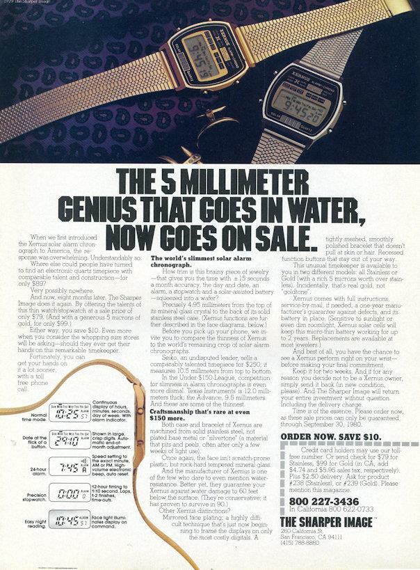 1980 Xernus Solar Alarm Quartz Digital Chronograph PRINT AD Scuba Diver ...