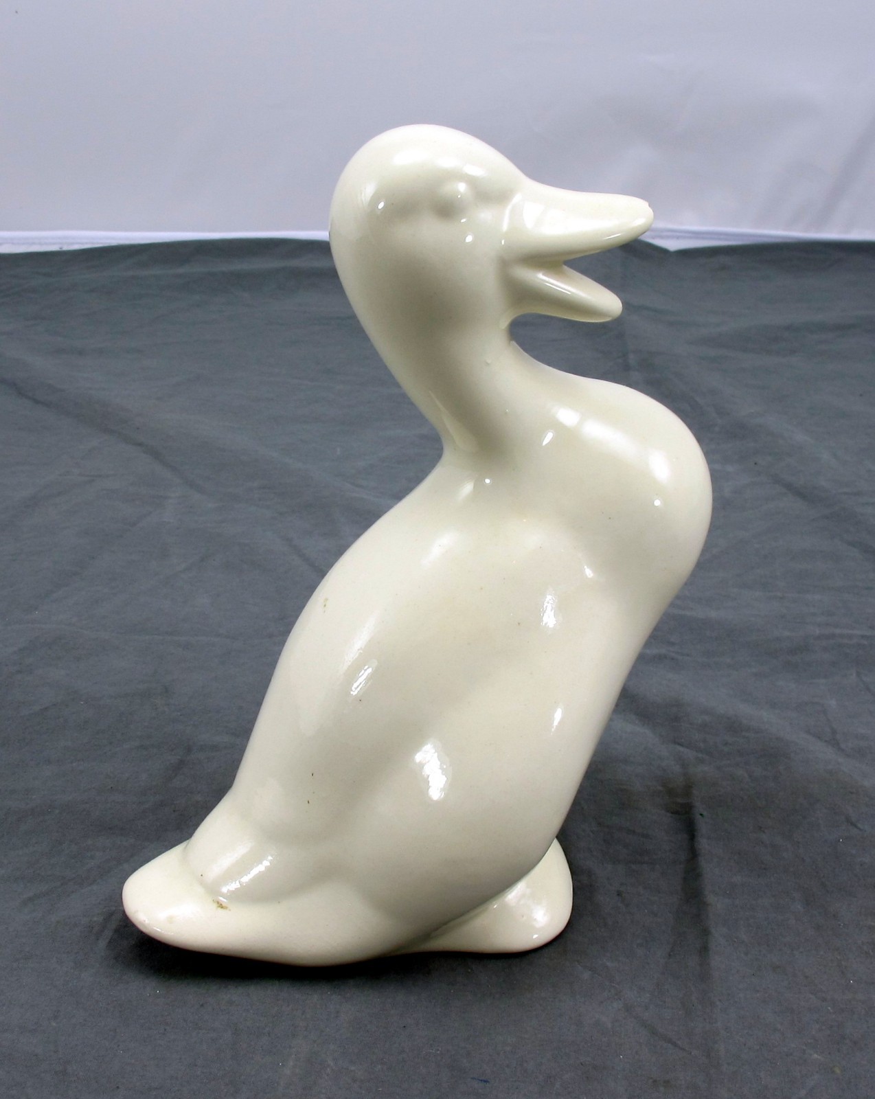White Glazed Hollow Ceramic Sitting Standing 7.5" Duck Figurines - Set ...