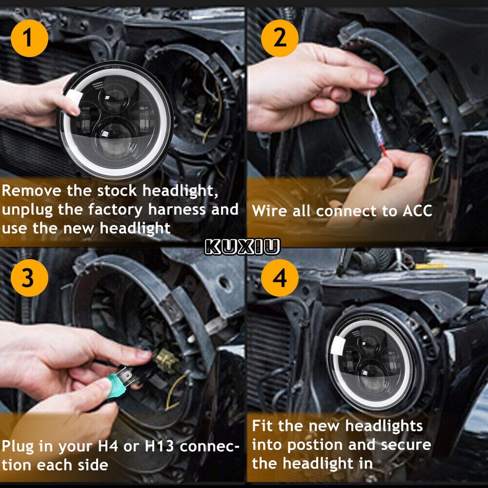 For Hummer H3 H3T 05-10 7" INCH Halo led Headlight DRL & 4" Fog Lights ...