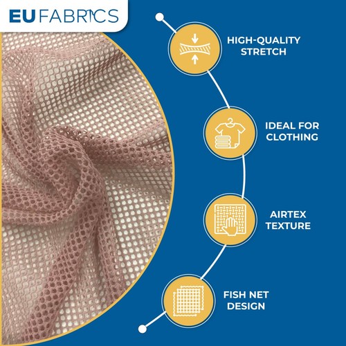FISH NET FABRIC DUSKY PINK Airtex Stretch Dress Plain Lace Bridal ...
