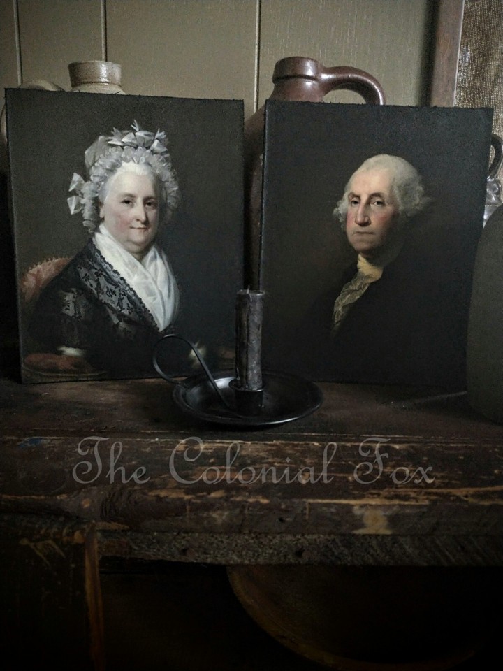 George and Martha Washington Antique Reproduction Colonial Portrait Set ...