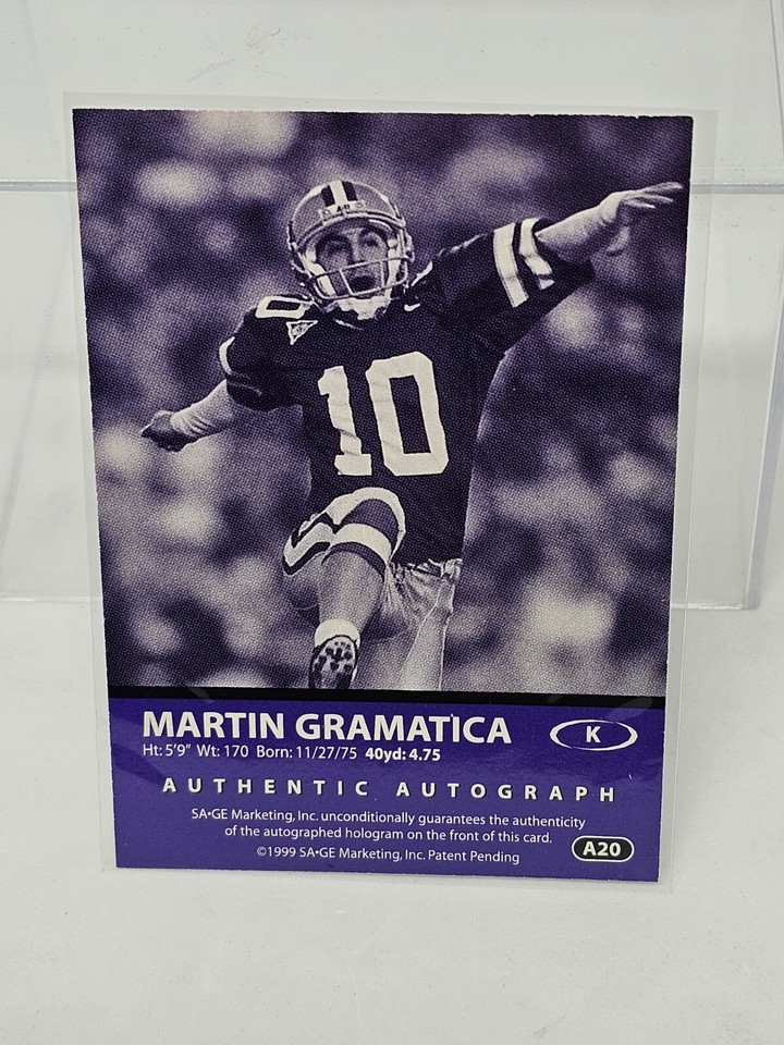 1999 SAGE - Martin Gramatica #A20 Kansas State Wildcats - ROOKIE AUTO ...