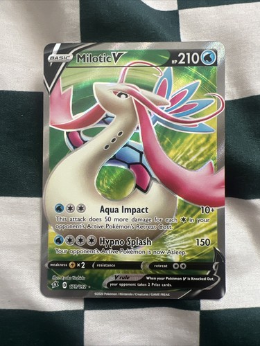 Milotic V 179/192 SWSH Rebel Clash Full Art Ultra Rare Holo Pokemon TCG ...