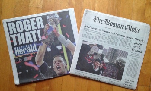New England Patriots Boston Globe Newspaper & Herald 5X Super Bowl LI ...
