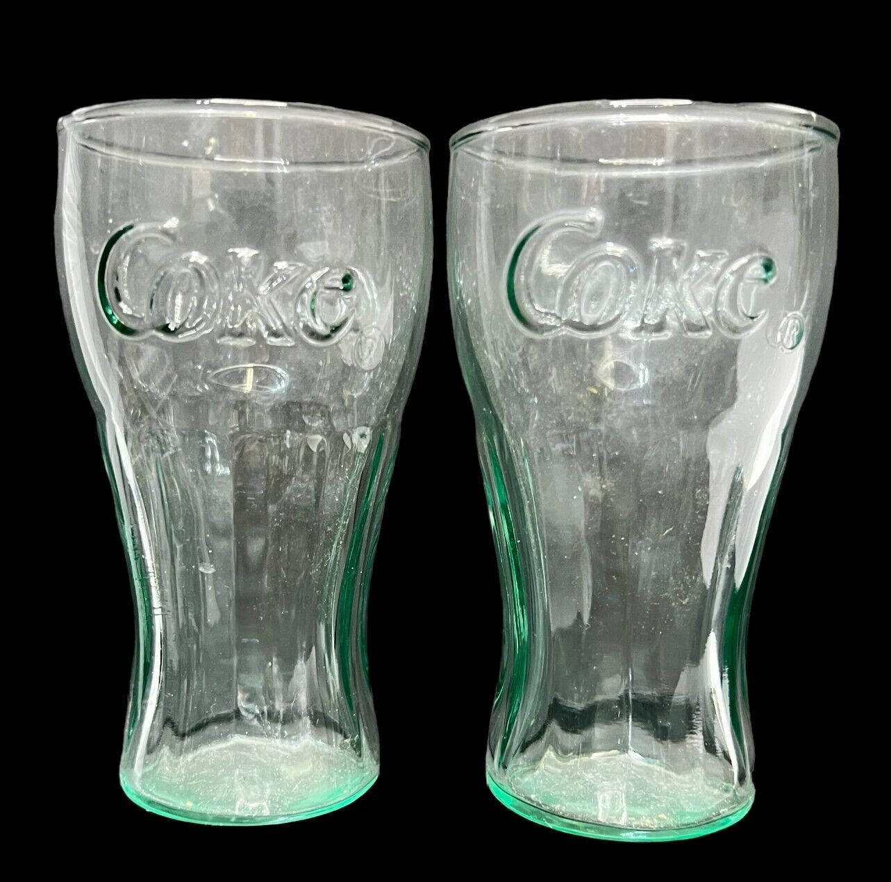 Coca Cola Fountain Glass Green 16oz Set Of 2 Size 5" x 3 " | eBay