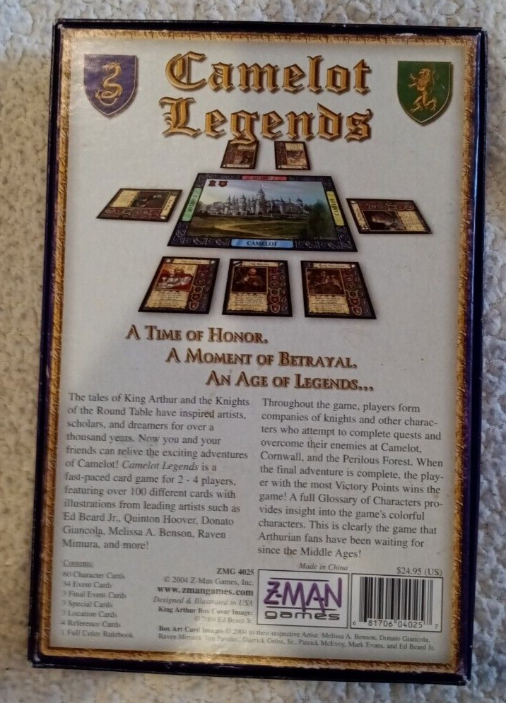2004 Z-man Games Camelot Legends Card Game Complete Cards for sale ...